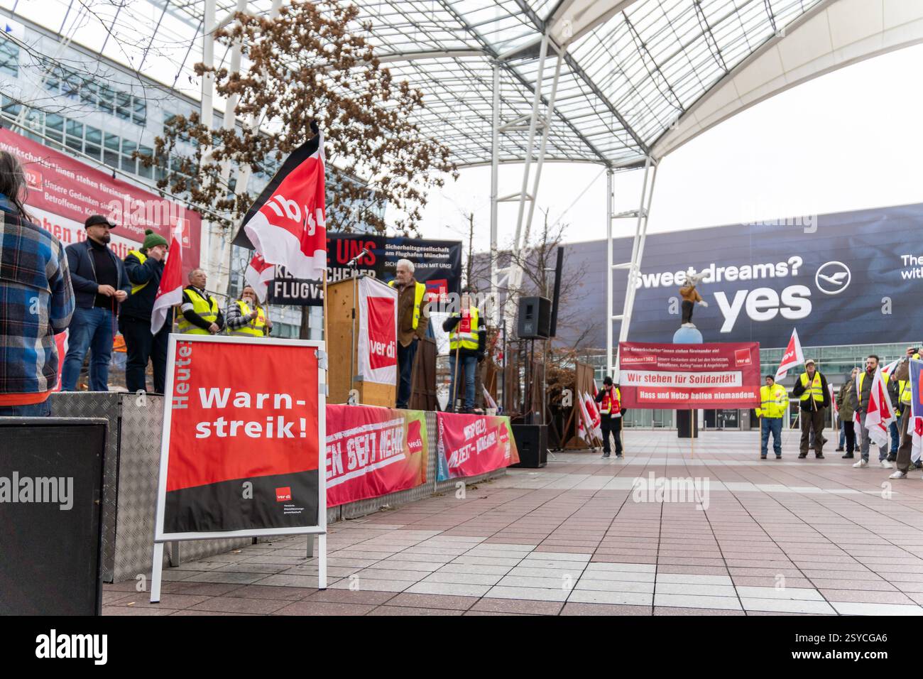 Munich, Bavaria, Germany - February 28, 2025: Verdi strike at Franz ...