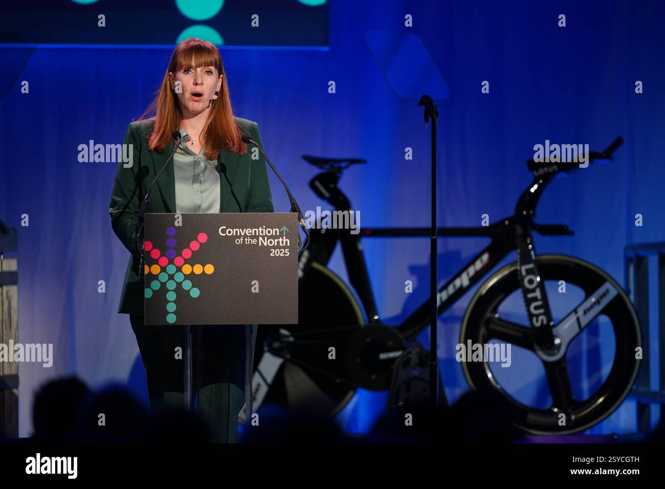 Deputy Prime Minister Angela Rayner makes a speech during the ...