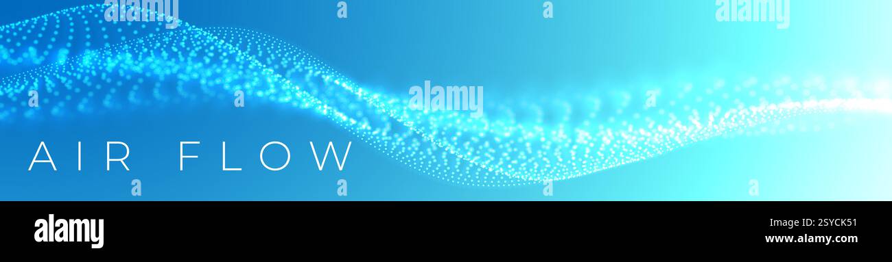 Air waves with depth of field. Particle stream of clean fresh air. Air ...