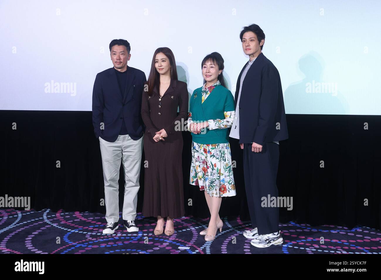 TAIPEI, CHINA - FEBRUARY 28, 2025 - Taiwanese actress Chou Hsiao-Han attends a press conference ...