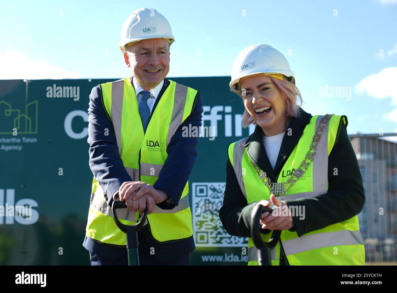 Taoiseach Micheal Martin and Lord Mayor of Dublin Emma Blain, at the ...