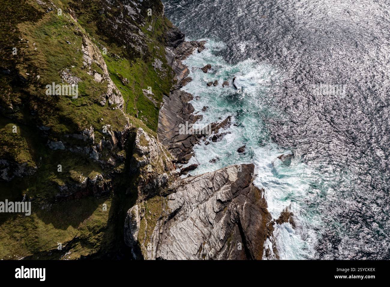 Aerial view of the cliffs of Horn Head at the wild atlantic way in ...