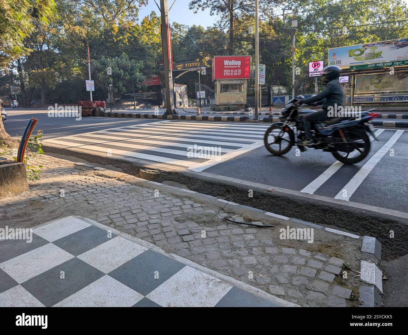 Feb15th2025 Dehradun Uttarakhand India. Pedestrian zebra crossing marks ...
