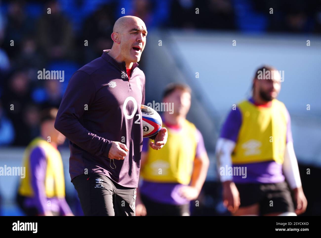 England defence coach Joe El-Abd during a training session at LNER ...
