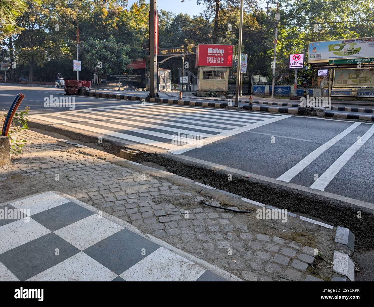 Feb15th2025 Dehradun Uttarakhand India. Pedestrian zebra crossing marks ...