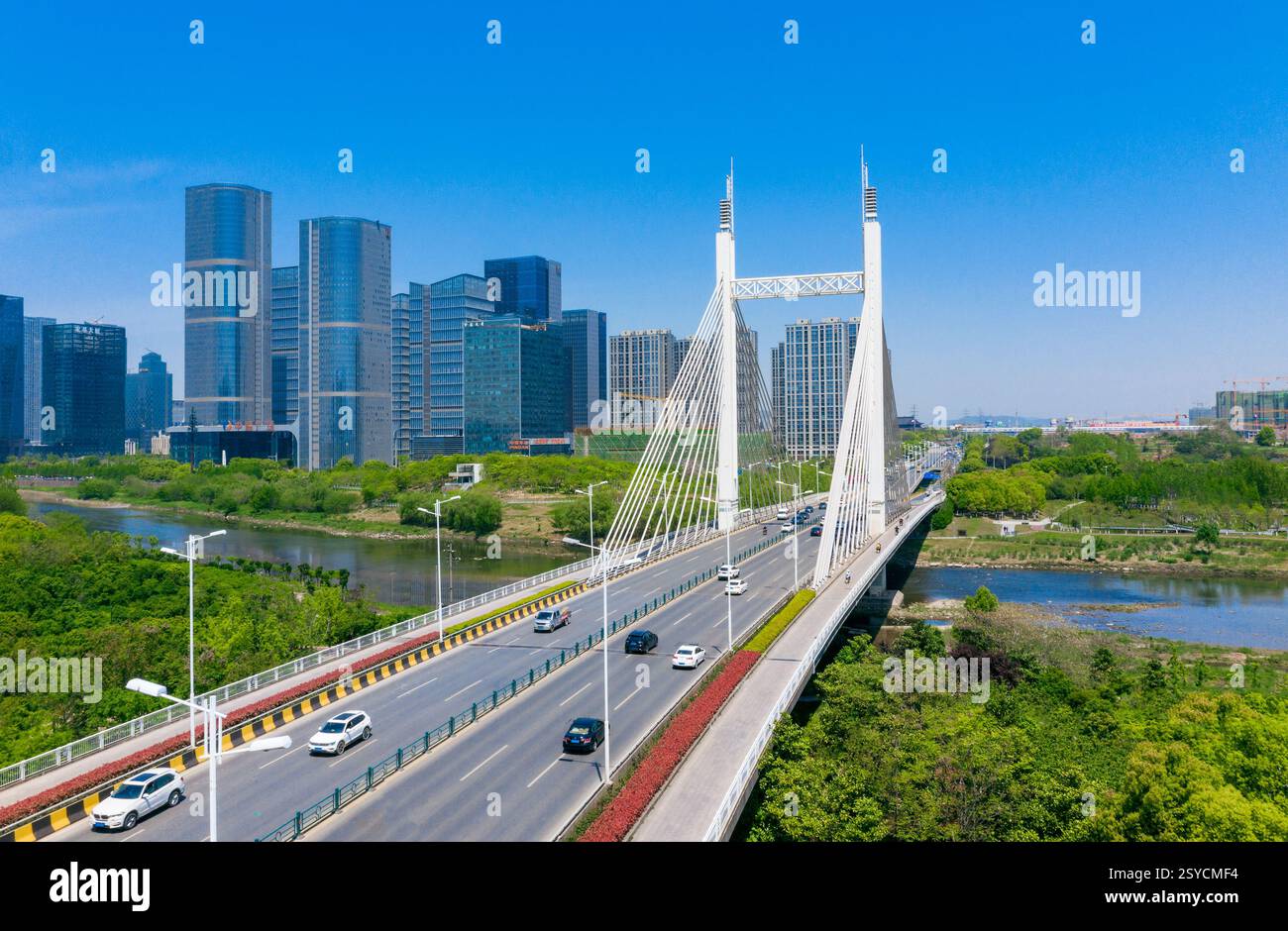 Urban environment of Shangbo Bridge, Yiwu City, Zhejiang Province ...