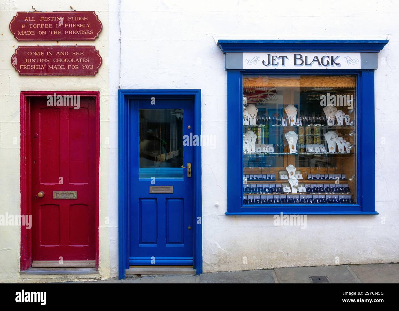 Traditional shops in the Old Town of Whitby, North Yorkshire, England ...