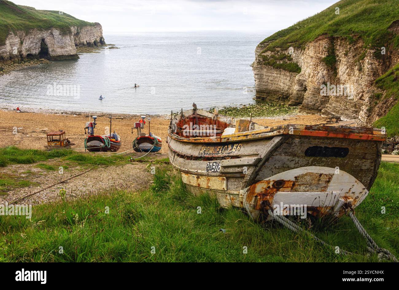 Three cobles (Yorkshire traditional fishing boats) on North Landing ...