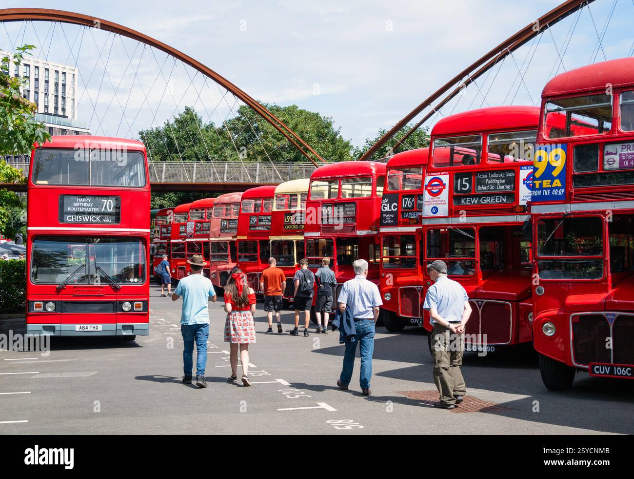 Routemaster buses parade at the 70th anniversary of the first ...