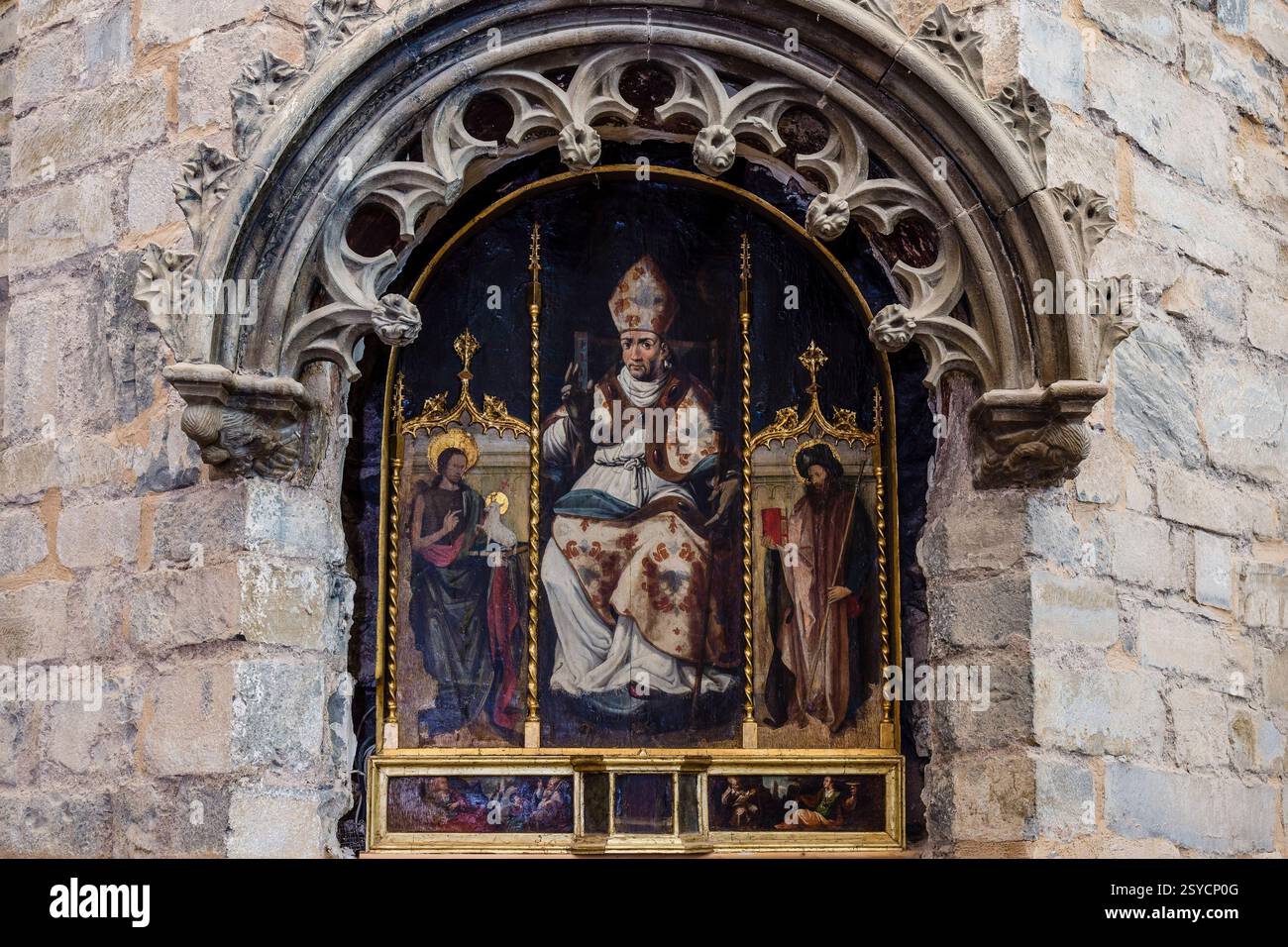 retable of San Blas,temple painting on a table, 15th century, glesia of ...