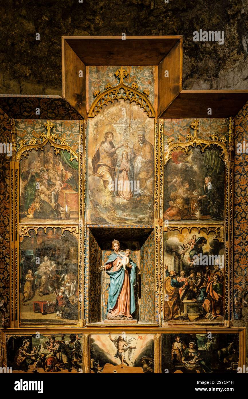 retable of our lady of the rosary, oil painting on board, 18th century ...