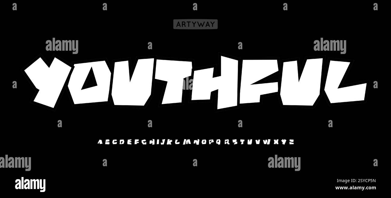 Graffiti block letters, bold street font, angular urban typography ...