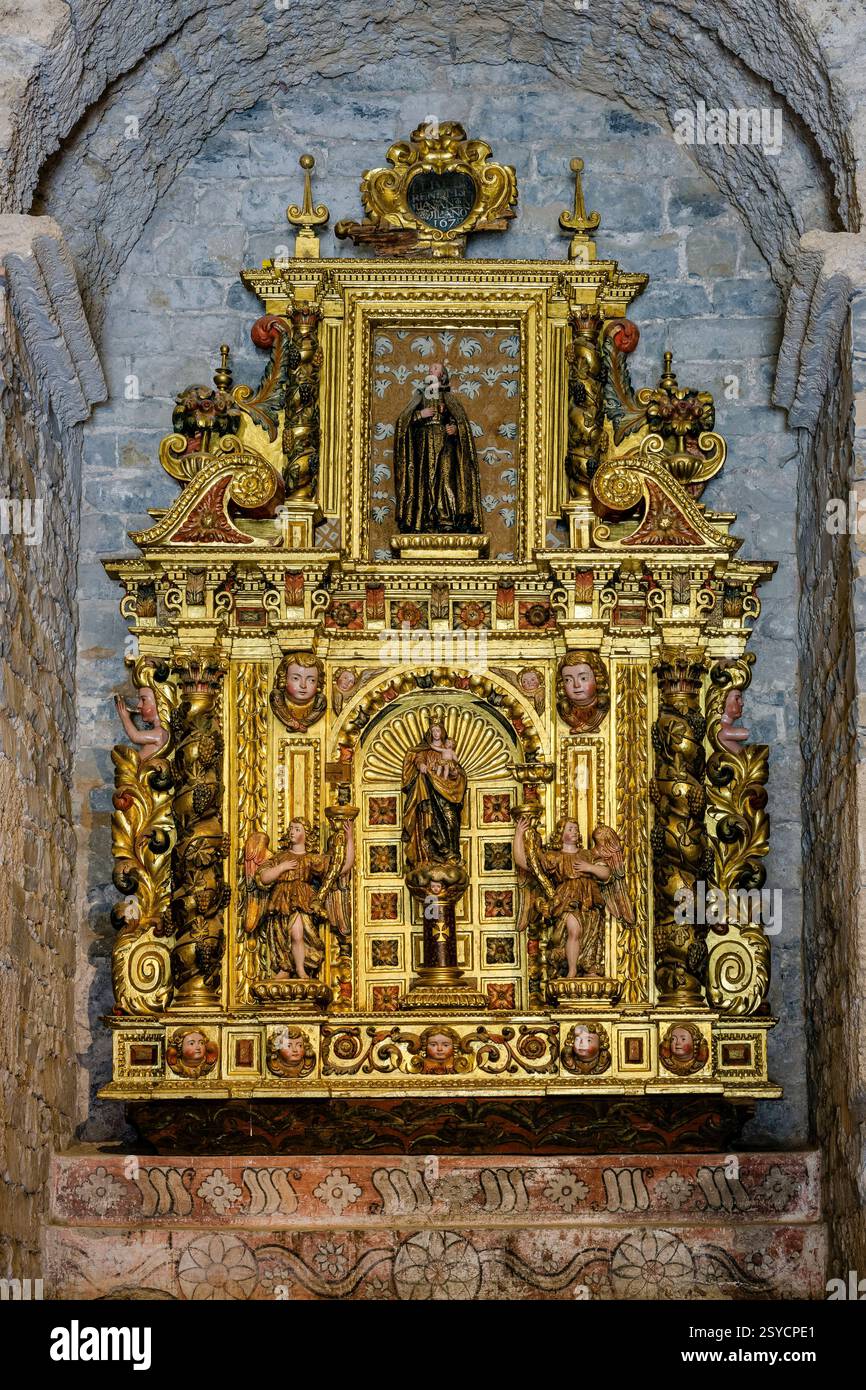 altarpiece of Our Lady of the Pillar, gilded and polychrome wood, year ...