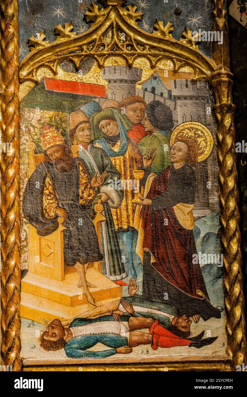 retable of San Juan Evangelista, temple painting on a panel, 15th ...