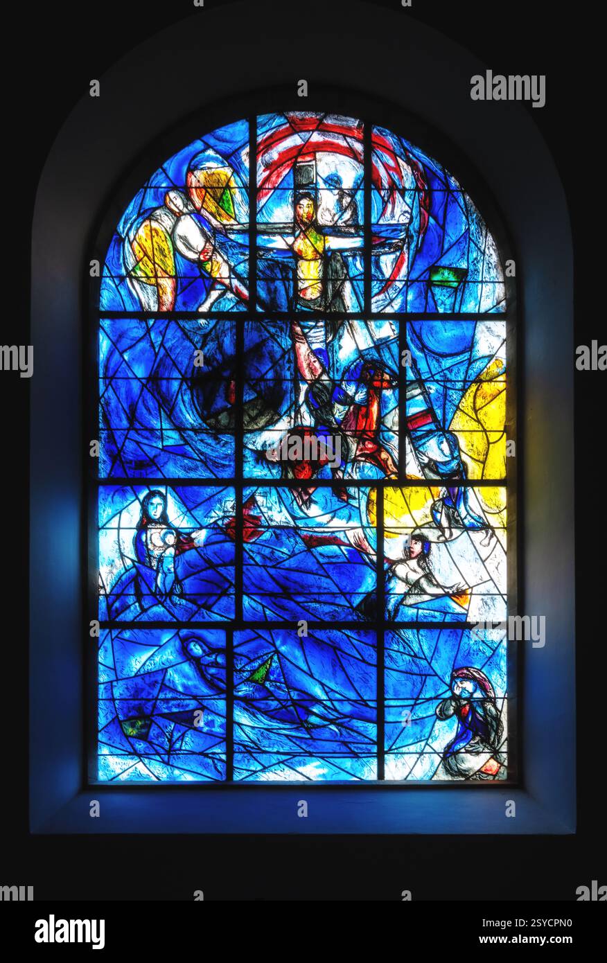 Stained glass window in All Saints Church , the only church in the ...