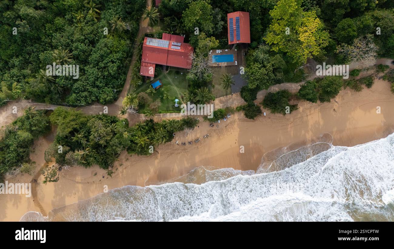 Drone Aerial view at sunrise of the beautiful Oasis Bluff Beach hotel ...