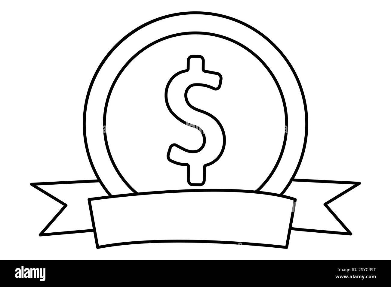 Dollar icon continuous one line drawing with dollar sign outline vector ...