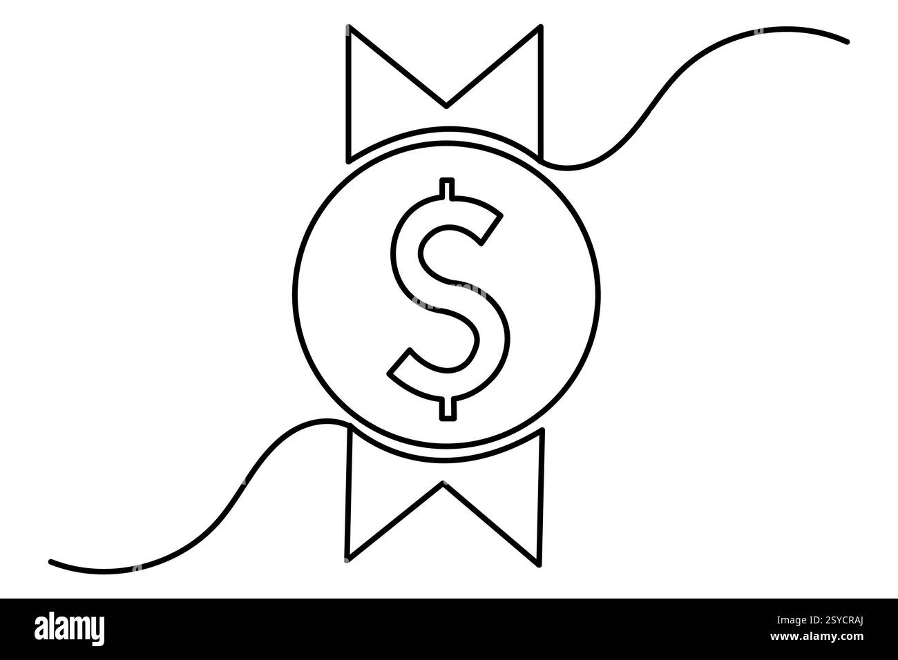 Dollar icon continuous one line drawing with dollar sign outline vector ...