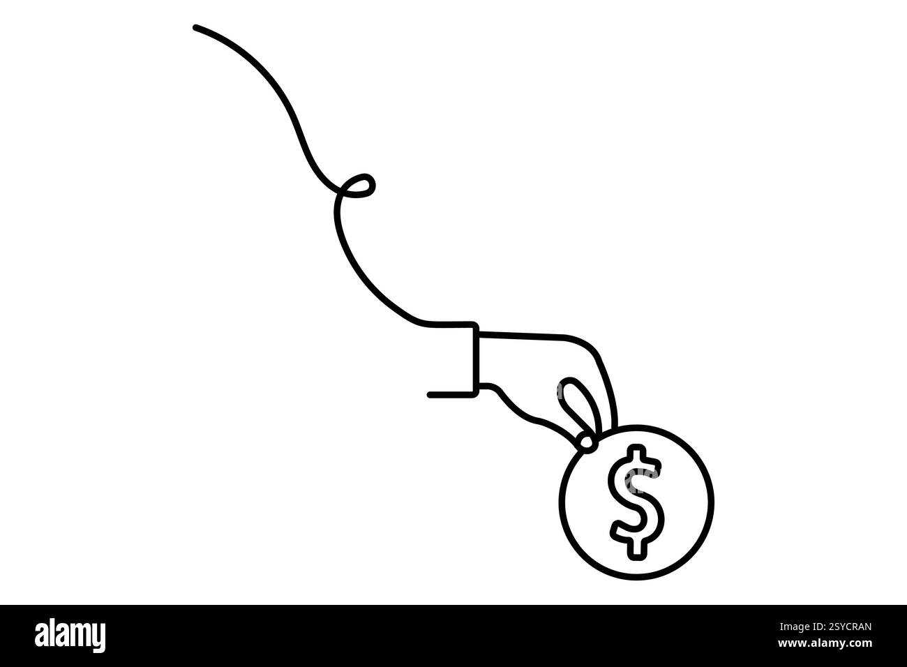 Dollar icon continuous one line drawing with dollar sign outline vector ...
