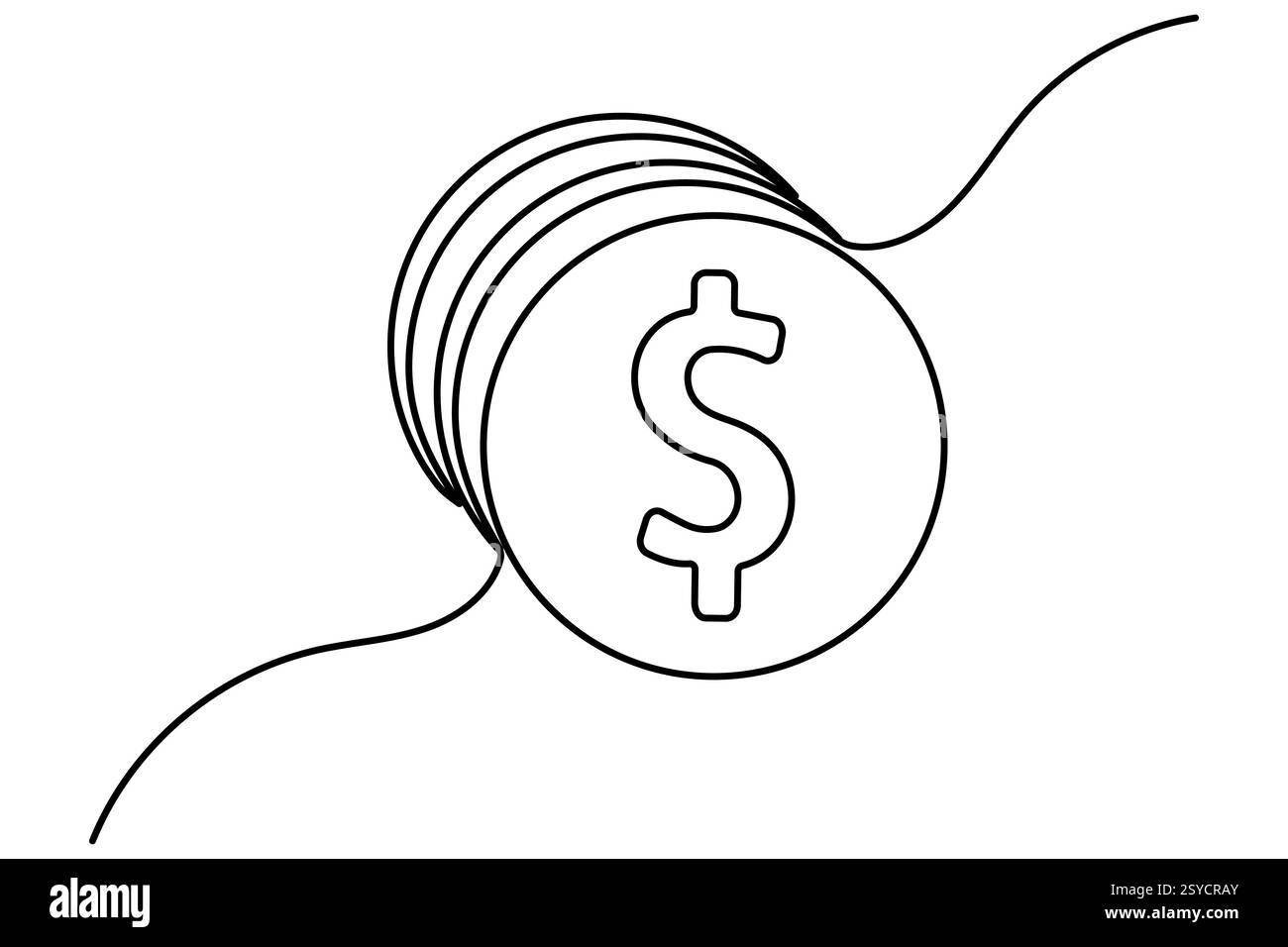 Dollar icon continuous one line drawing with dollar sign outline vector ...