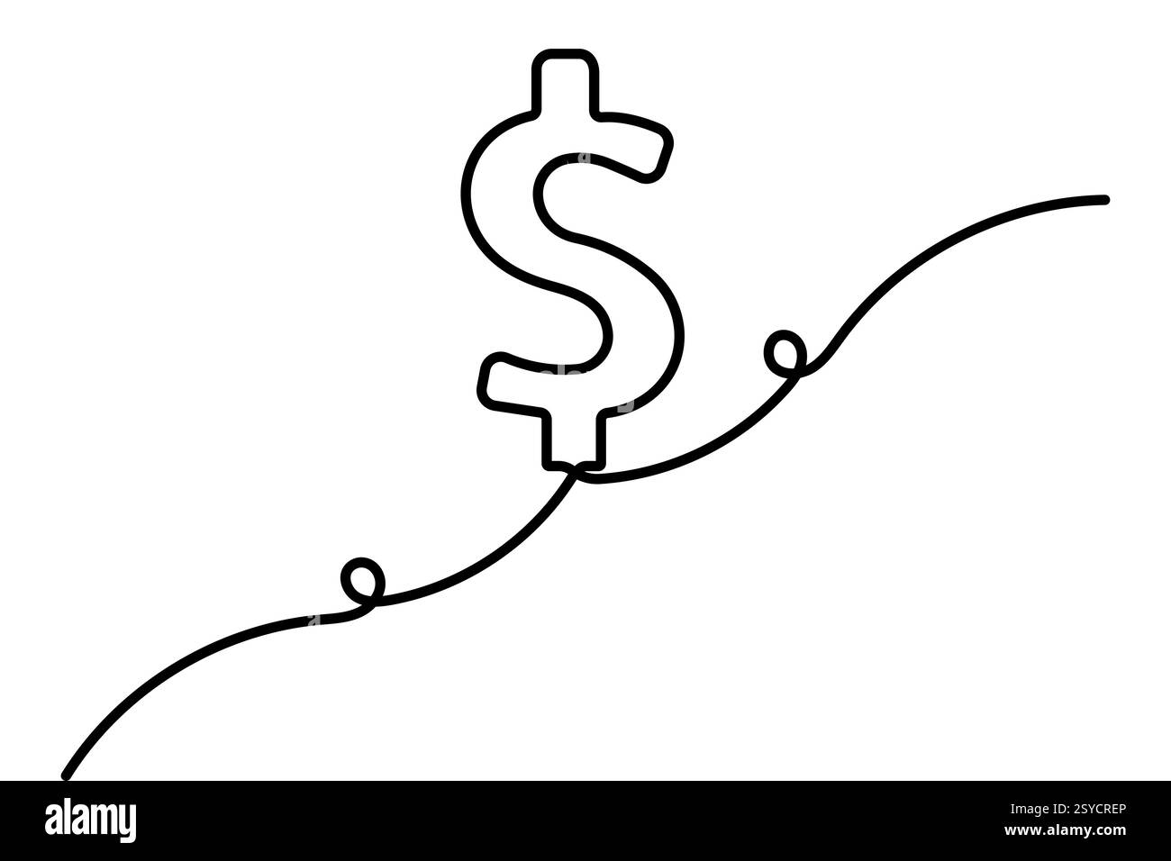 Dollar icon continuous one line drawing with dollar sign outline vector illustration Stock ...