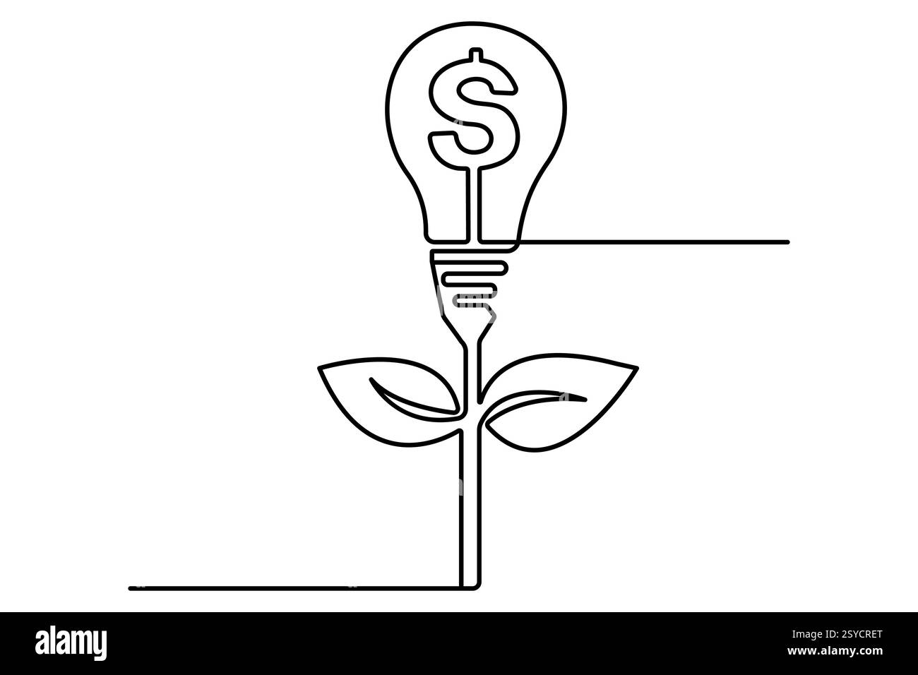 Dollar icon continuous one line drawing with dollar sign outline vector ...