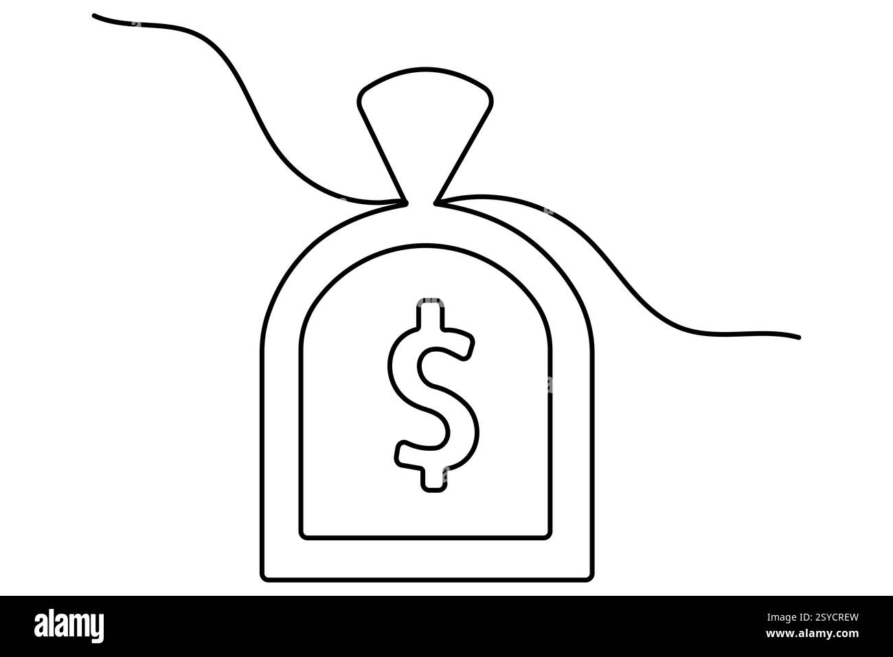Dollar icon continuous one line drawing with dollar sign outline vector ...