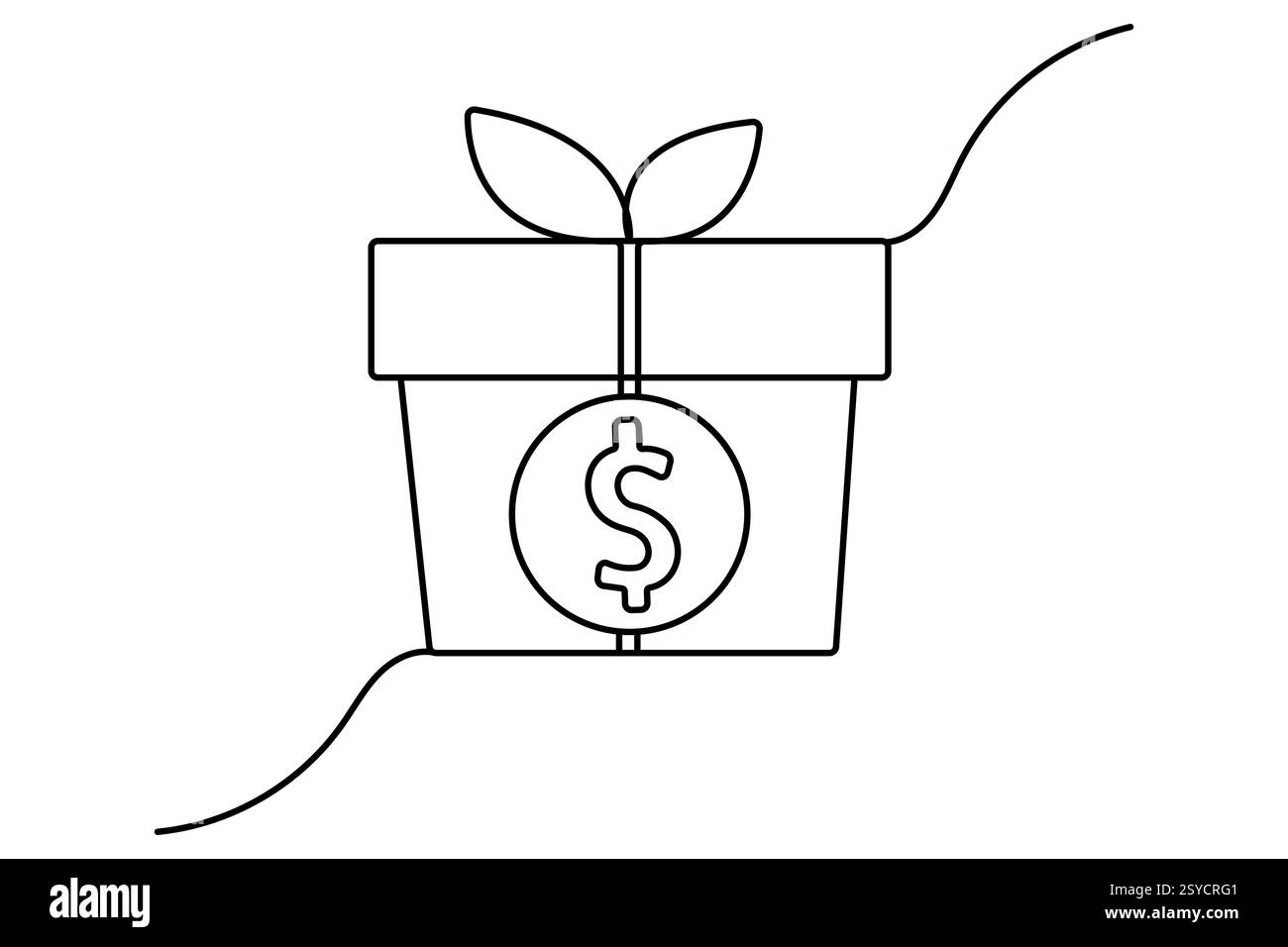 Dollar icon continuous one line drawing with dollar sign outline vector ...