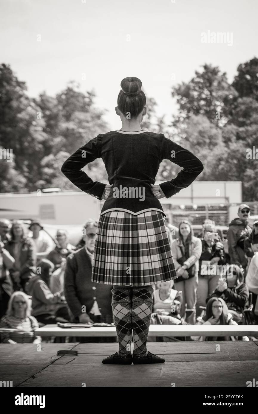 Young dancer in a sword dance competition, during Luss highland games ...