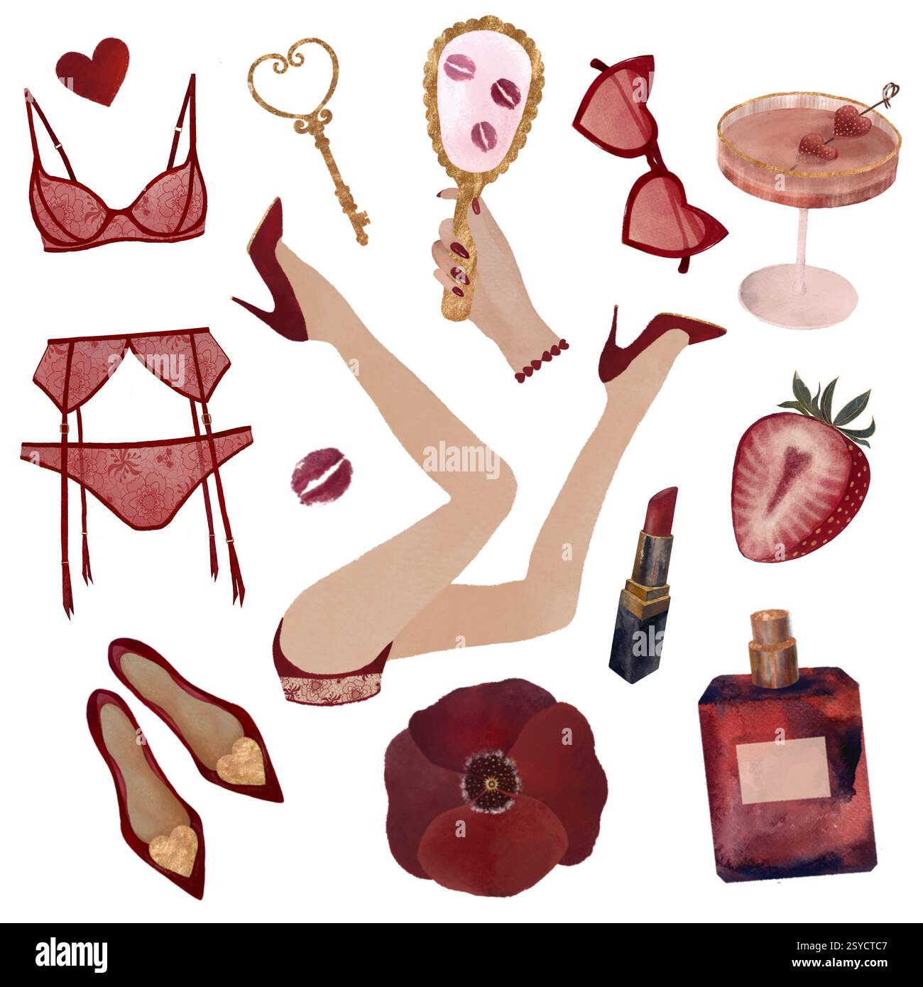 Watercolor fashion set trendy Cut Out Stock Images & Pictures - Alamy