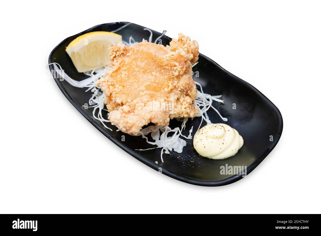 Die cut of Deep fried chicken with salt on white isolated Stock Photo ...