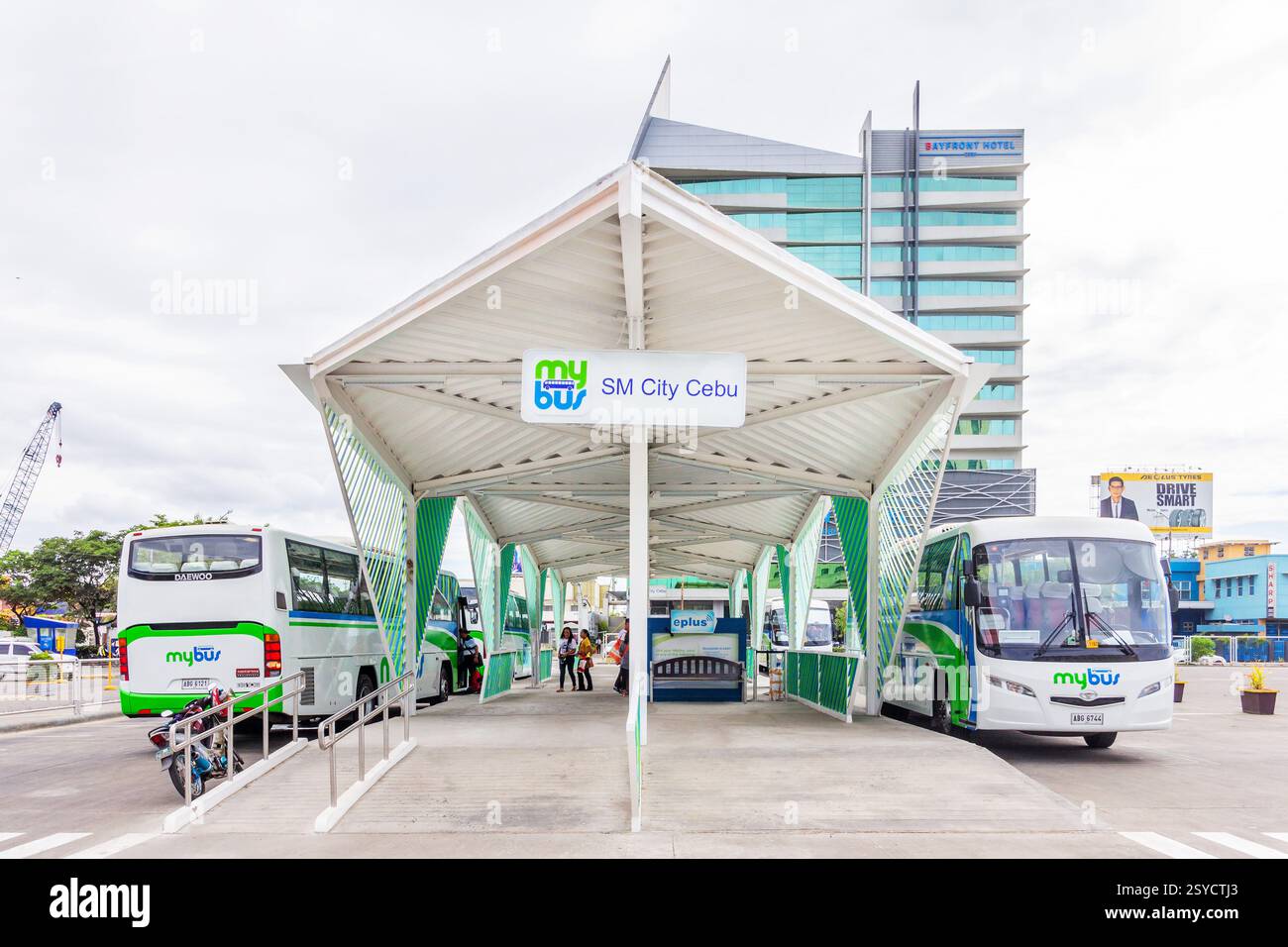 The modern bus station design for Mybus, a local bus line operated by Metro Rapid Transit ...