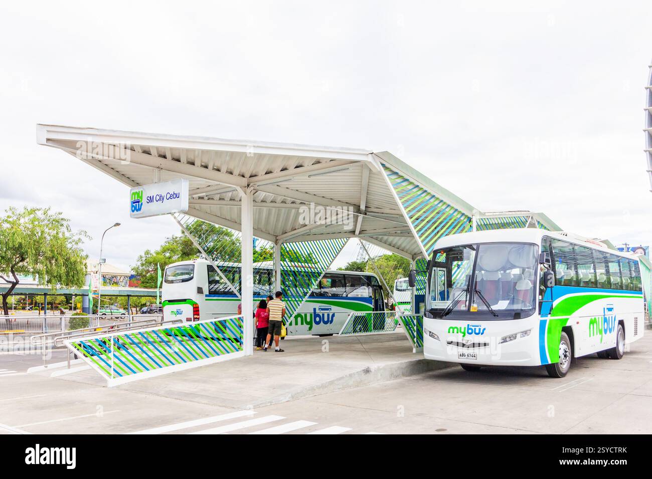 The modern bus station design for Mybus, a local bus line operated by Metro Rapid Transit ...