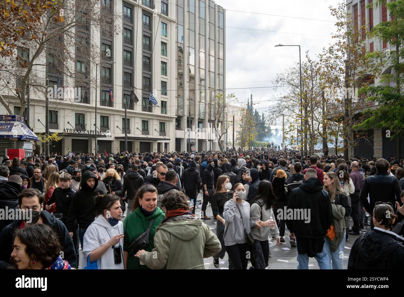 Protesters take part in a large rally on the second anniversary of the ...