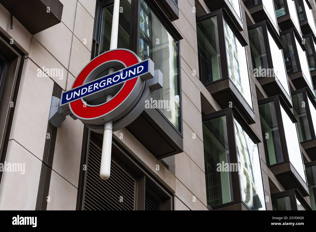 London Underground Station Sign on a Modern Building Facade in the City ...