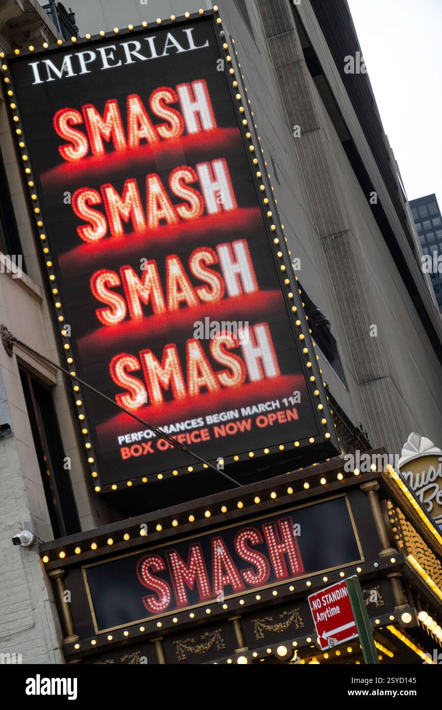 The Imperial Theatre Facade and Marquee advertising "Smash", Times ...