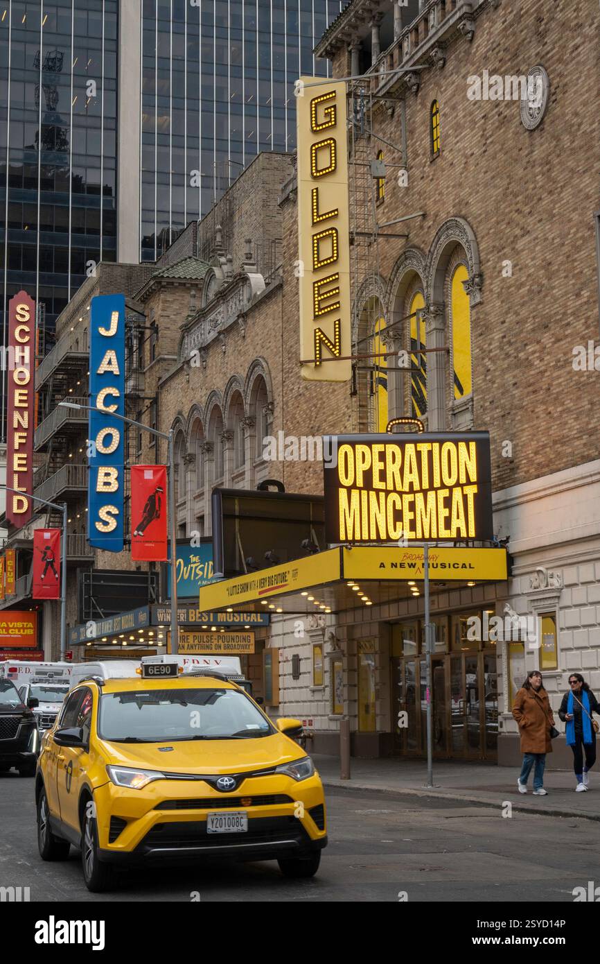 "Operation Mincemeat" is advertised at the John Golden Theatre in Times ...