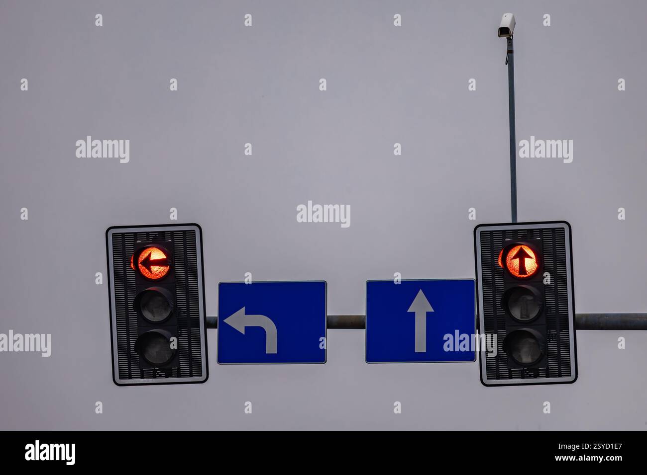 Traffic lights above the road, driving lessons, road signs on the road ...