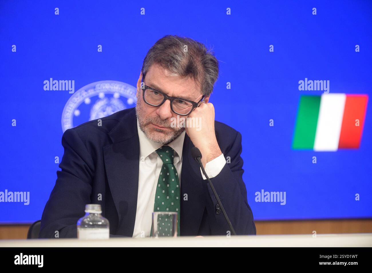 Italy, Rome, February 28, 2025 : Chigi Palace, Giancarlo Giorgetti ...