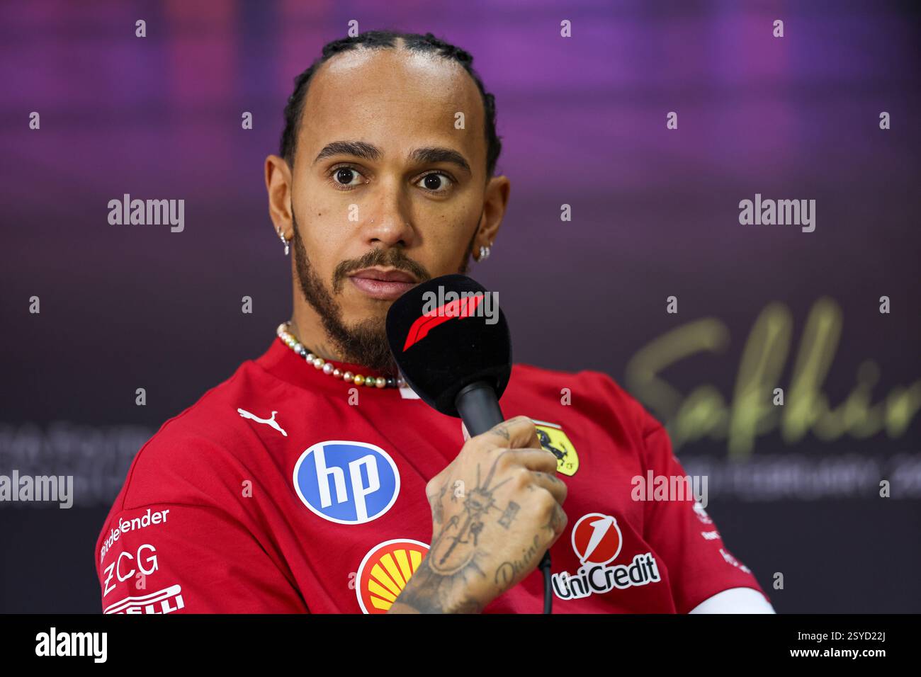 BAHRAIN, BAHRAIN - FEBRUARY 28: Lewis Hamilton of Great Britain and ...