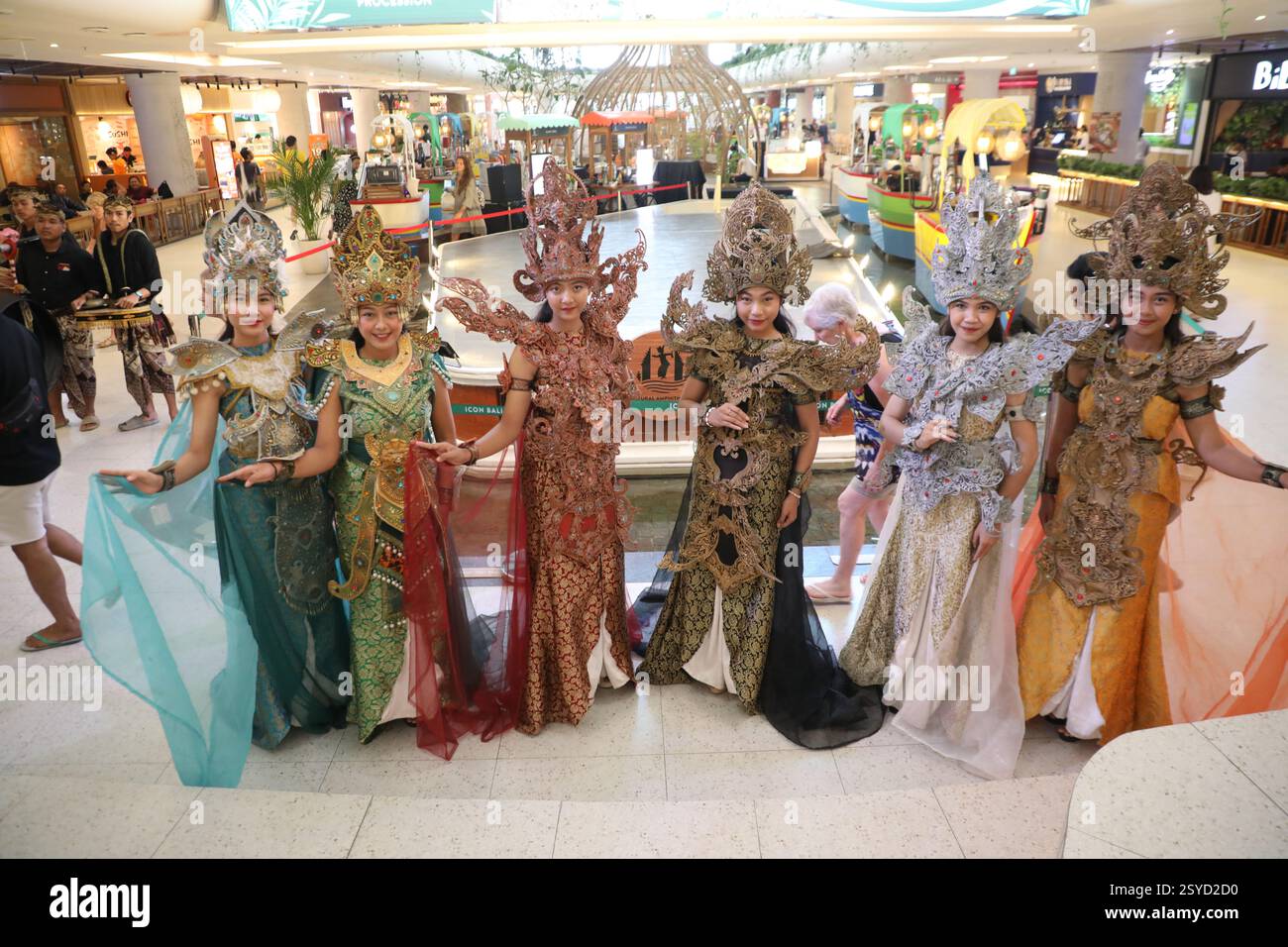 Traditional Balinese performers inside ICON BALI shopping mall in Sanur ...