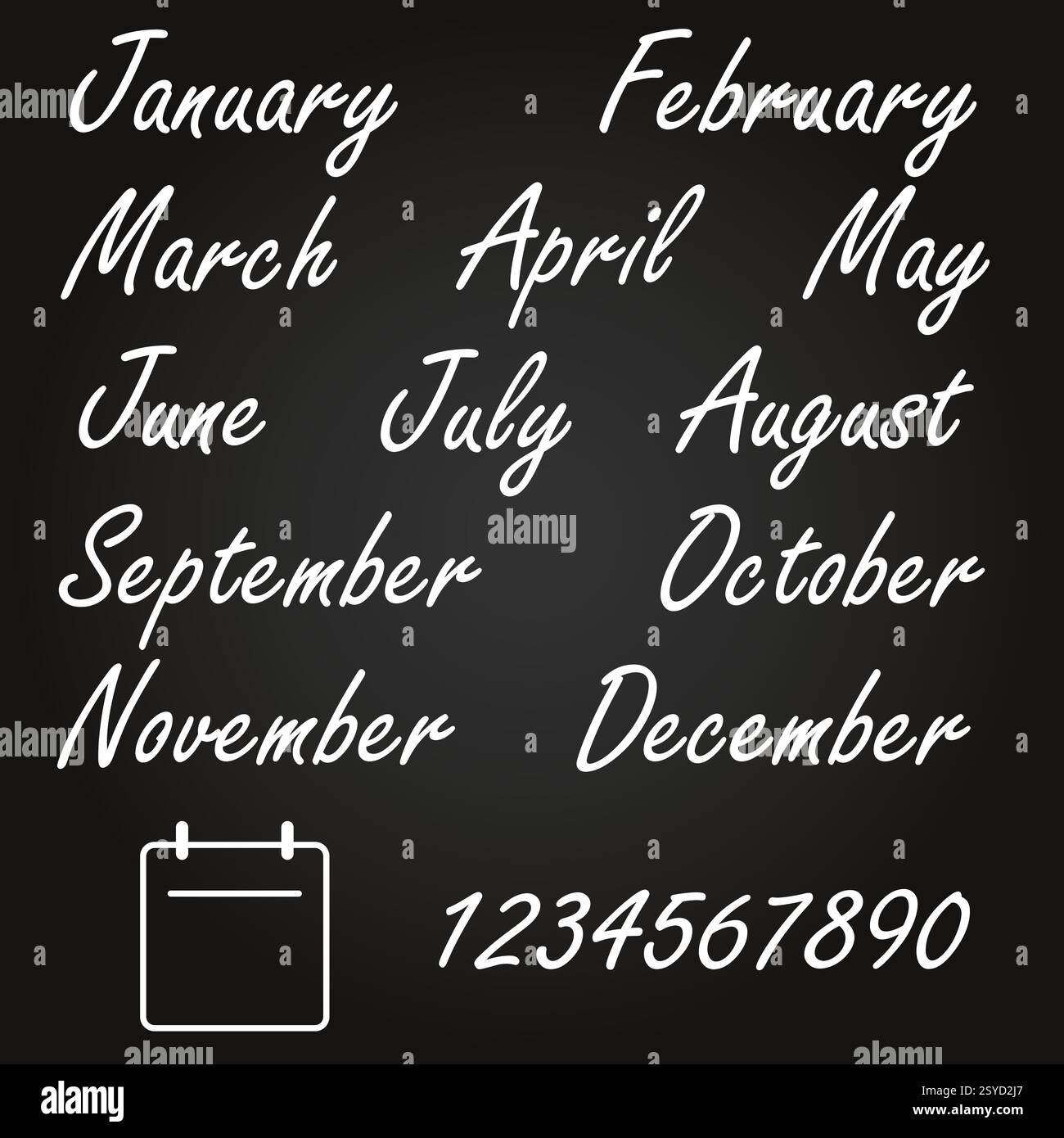 School board with the names of all the months of the year and calendar ...