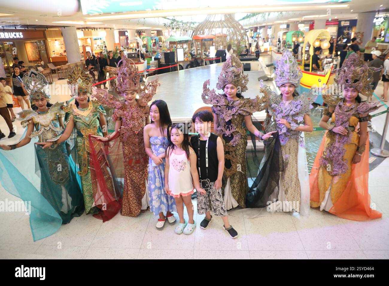 Traditional Balinese performers inside ICON BALI shopping mall in Sanur ...