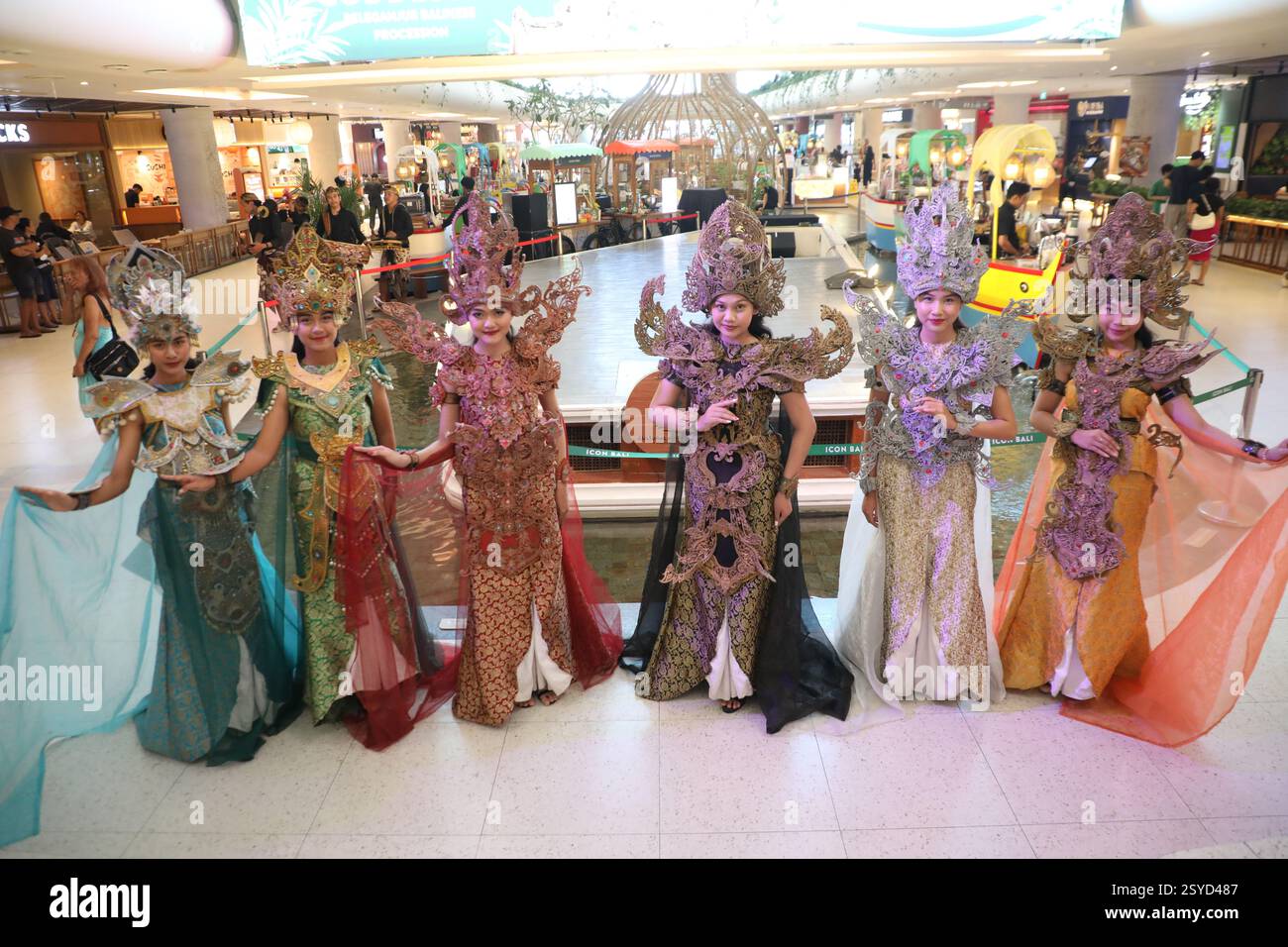 Traditional Balinese performers inside ICON BALI shopping mall in Sanur ...