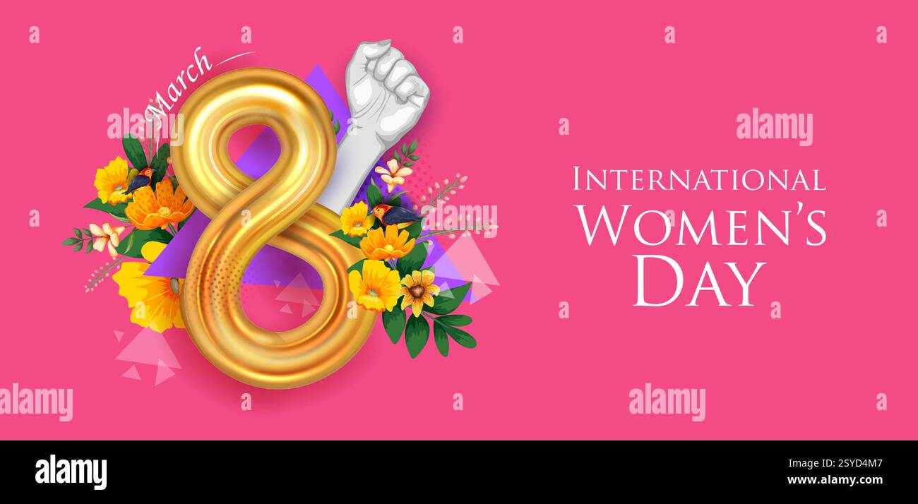 illustration of Happy International Women s Day 8th March greetings background Stock Vector ...