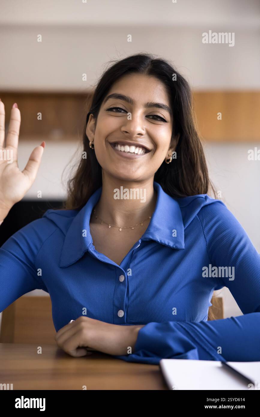 Indian woman waving start hi-res stock photography and images - Alamy