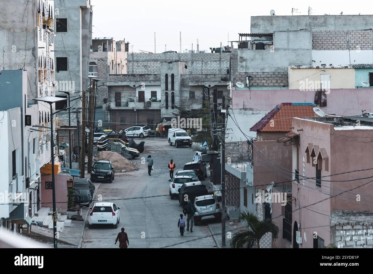 Dusty street in the outskirts of Dakar city, Pikine area Senegal Stock ...