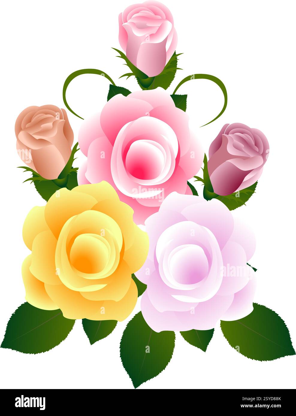 Pink rose bouquet magic Stock Vector Images - Alamy