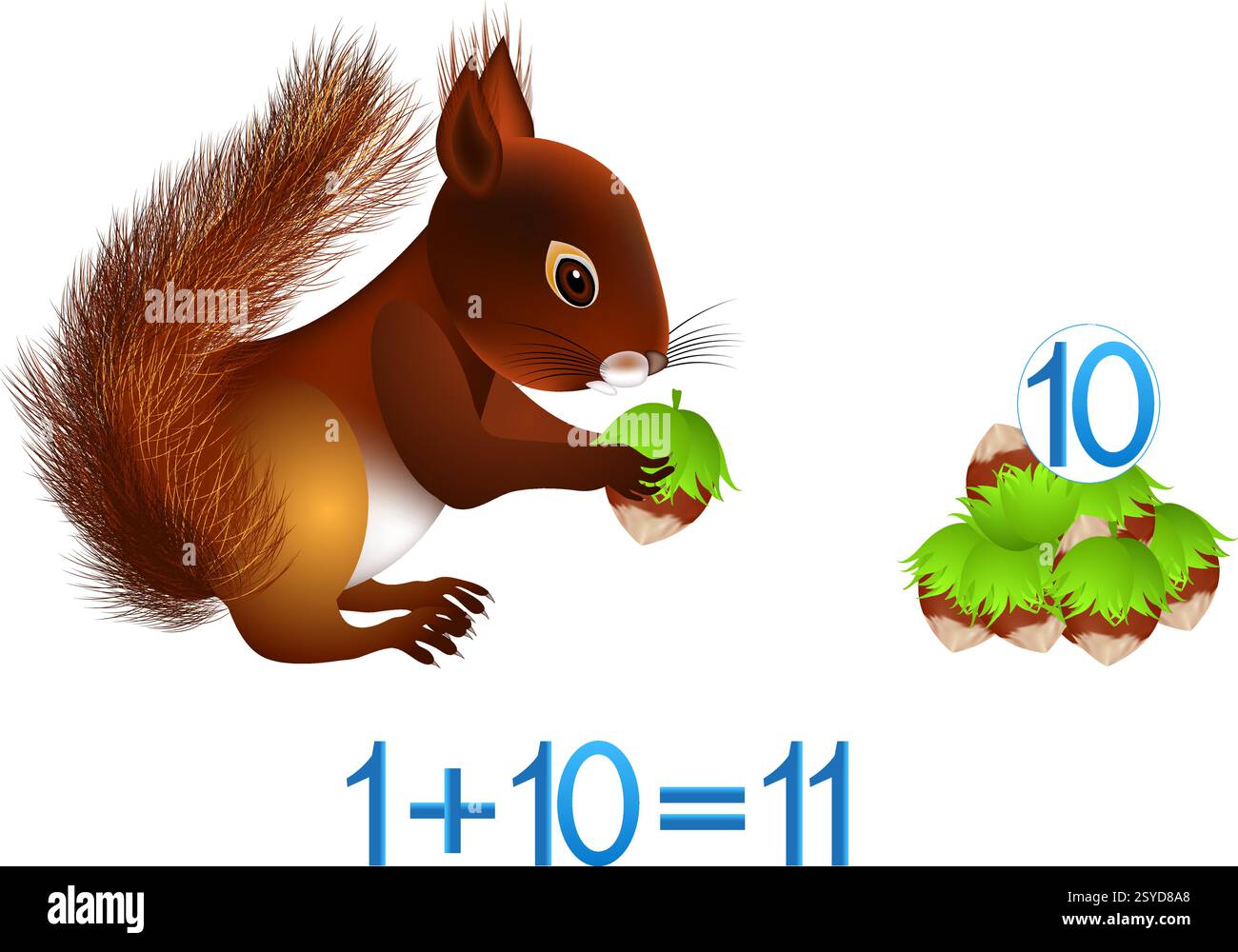 Educational games for children, mathematical addition, example with a ...