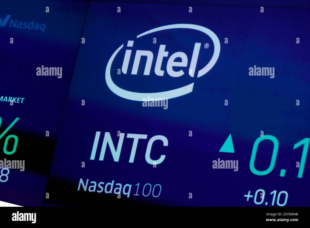 FILE - In this Oct. 1, 2019, file photo the symbol for Intel appears on ...